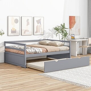 [No Need Box Spring] Twin Size Wood Daybed with Twin Size Trundle - Bed ...